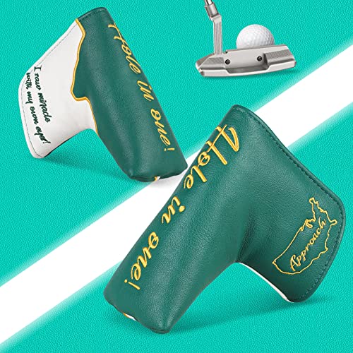 Craftsman Golf Hole in One Green and White Blade Putter Headcover Magnetic Closure
