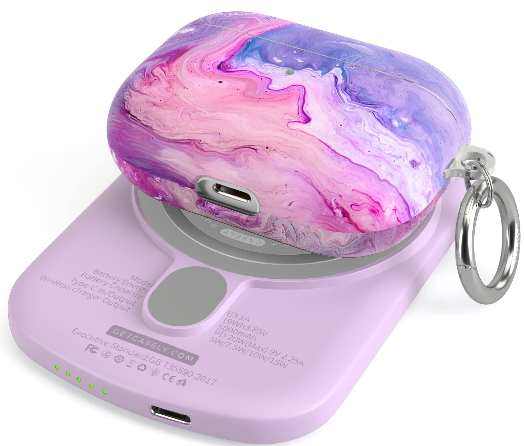 Casely Power Pod | MagSafe Compatible Battery Pack | Tie Dying Over You Purple Marble Power Pod (5,000 mAh)