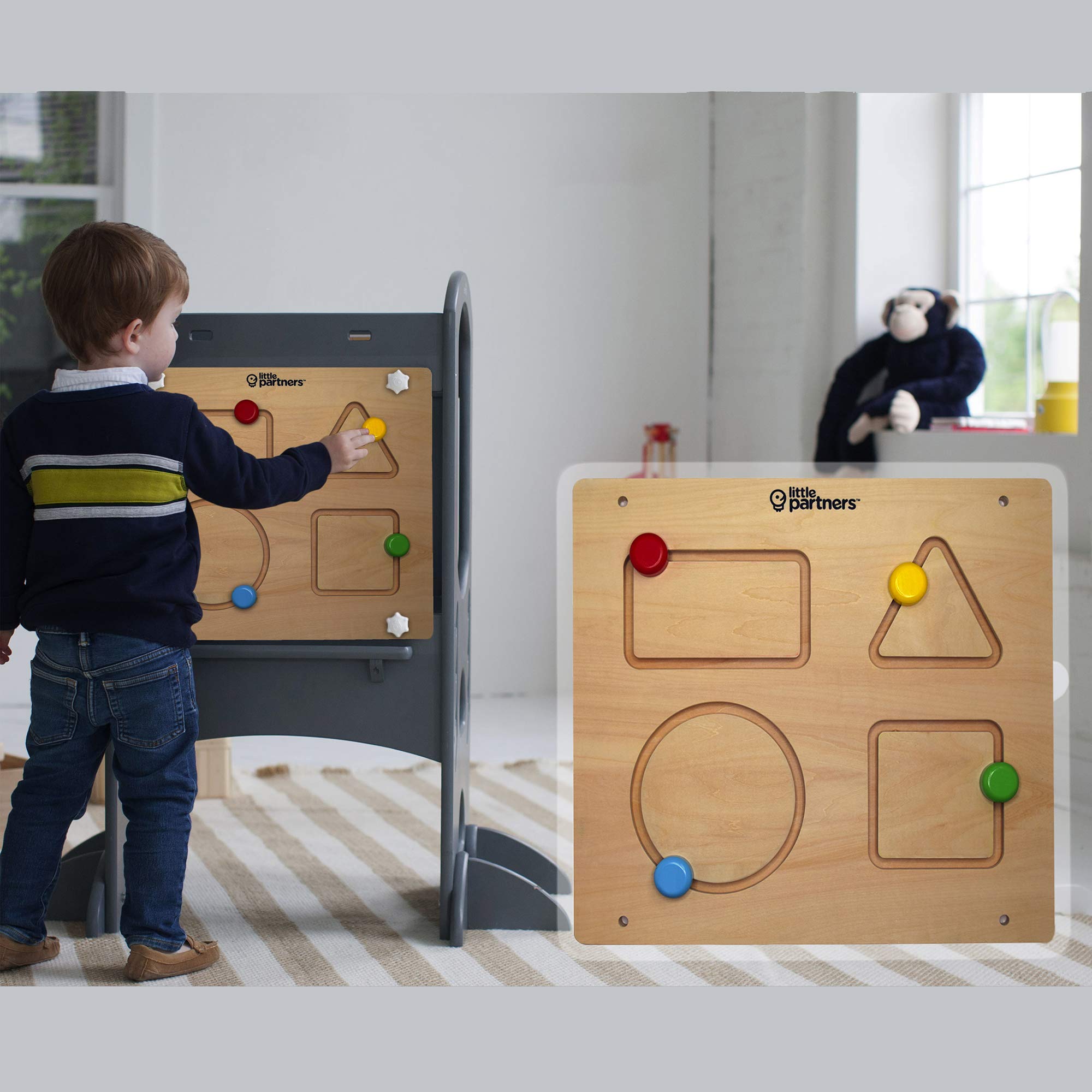 Little Partners Developmental Toddler Busy Board, Cognitive Activity Puzzle Educational Toy Sensory Board for Kids, Smart Games & Manipulatives for Preschoolers (Match 'N Play)