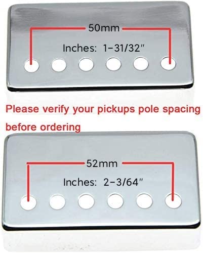 KAISH 2pcs Humbucker Guitar Pickup Cover Brass Humbucker Pickup Covers 50mm/52mm Pole Spacing Pickup Covers for Epi Les Paul Chrome