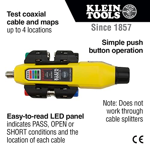 Klein Tools VDV512-101 Explorer 2 Coax Tester Kit, Includes Cable Tester/Wire Tracer/Coax Mapper with Remotes to Test up to 4 Locations & VDV110-061 Radial Cable Stripper, Coaxial Cable Stripper
