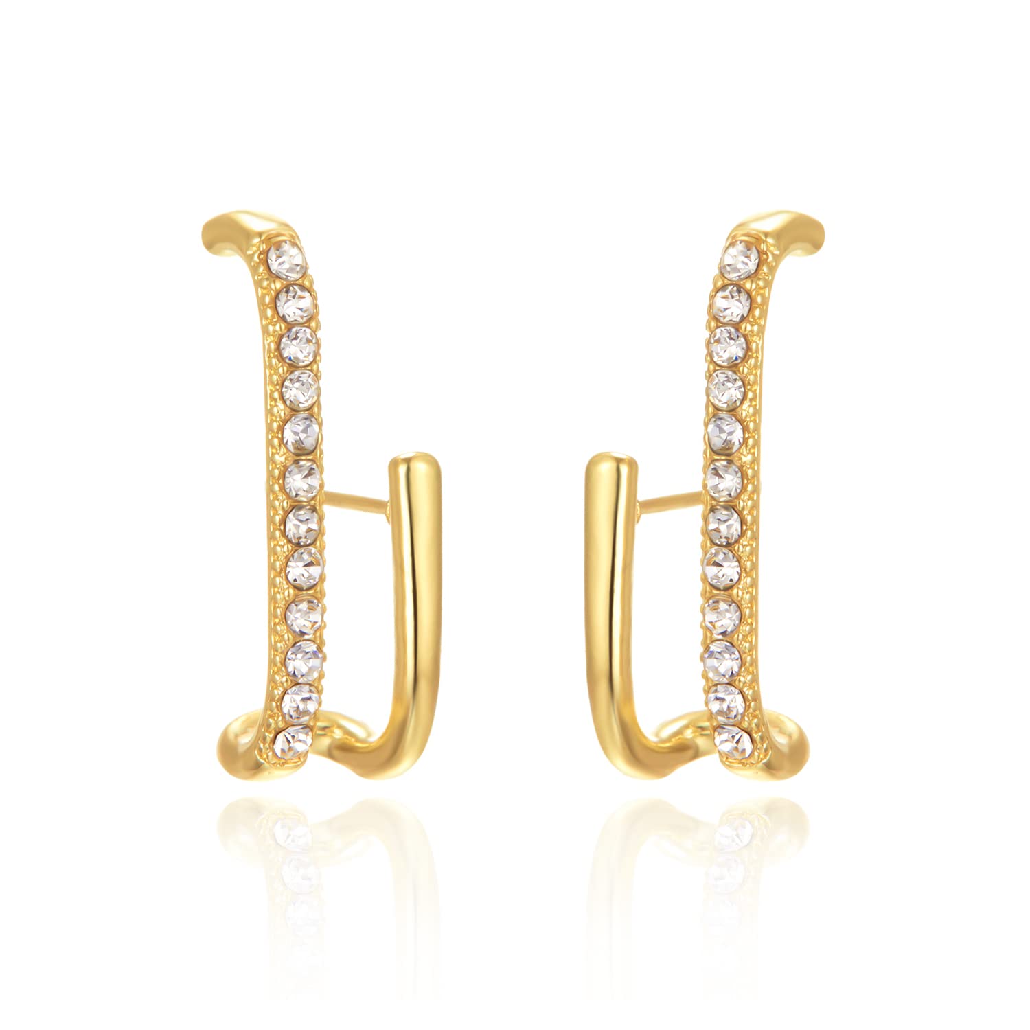 Claw Earrings Cuff for Women Zircon Stud Ear Cuffs Hoop Earrings for Girls That Look Like Multiple Piercings Multi Hoop Tiny Ear Wrap Cuff Piercing Studs Earrings for Women (Gold & Silver)