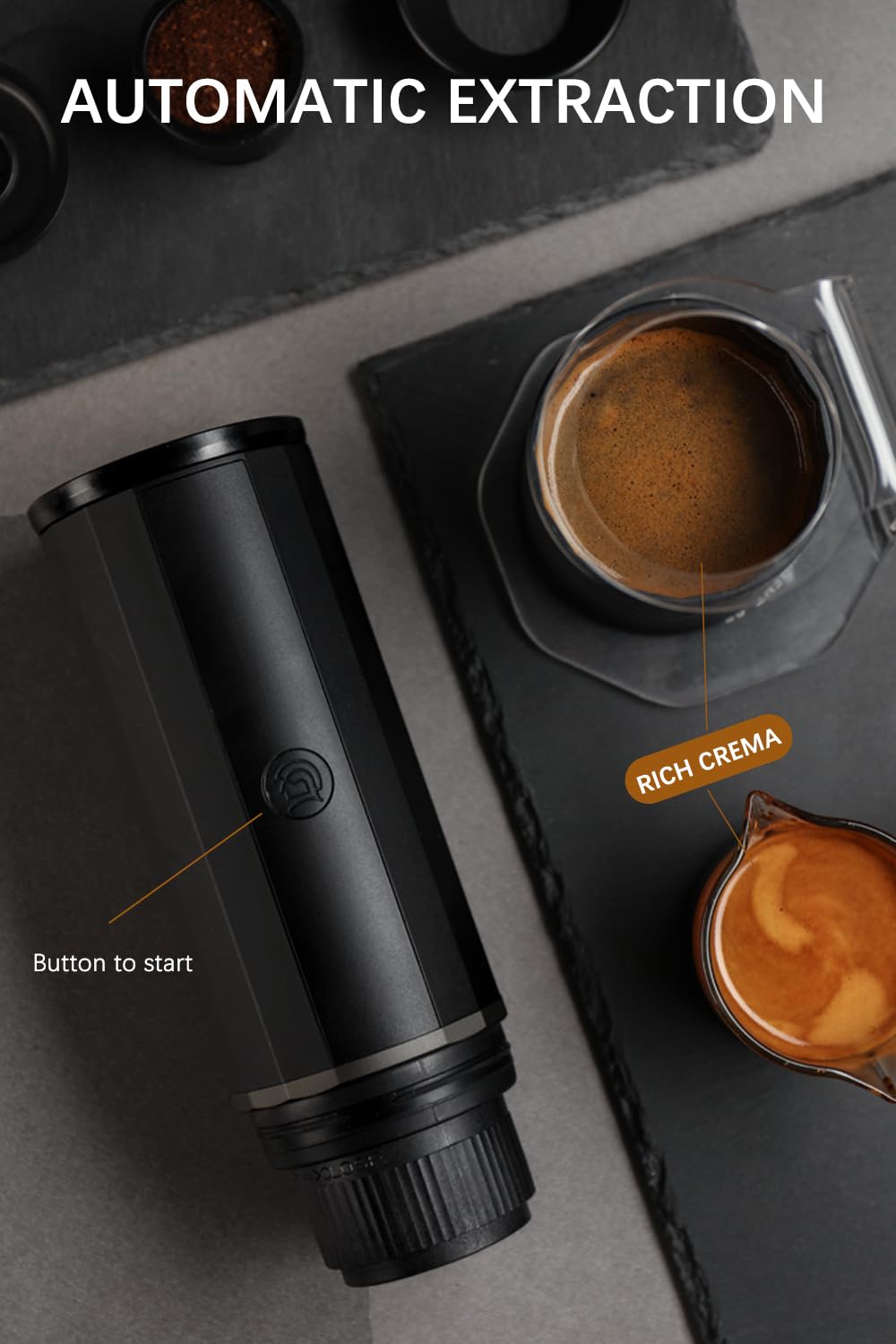 Electric Portable Espresso Machine, 15 Bar Mini Coffee Maker, One Button Start, USB-C & Car Charger, Lightweight Espresso Maker for Camping, Office,Travel, RV, Hiking, Office(Capsules not Included)