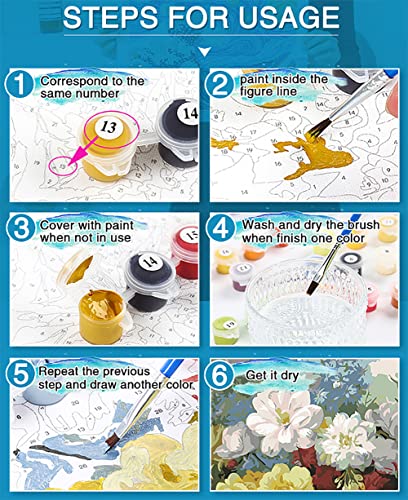 MONDART Paint by Numbers Kits DIY Oil Painting Home Decor Wall Value Gift - Animals in The Forest 16X20 Inch (No Frame)