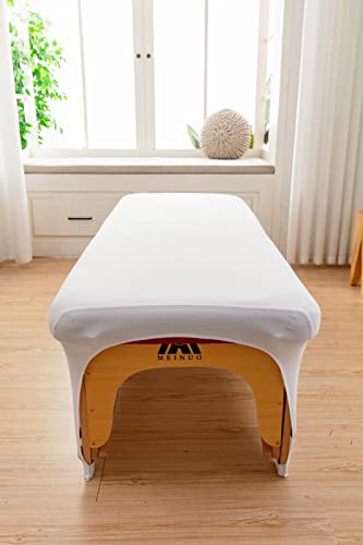 KULLAMEE 2pcs White Lash Bed Cover Fitted for 6FT Lash Table or Massage Bed Lash Extension Bed Spandex Bed Cover (White/Cream 2)