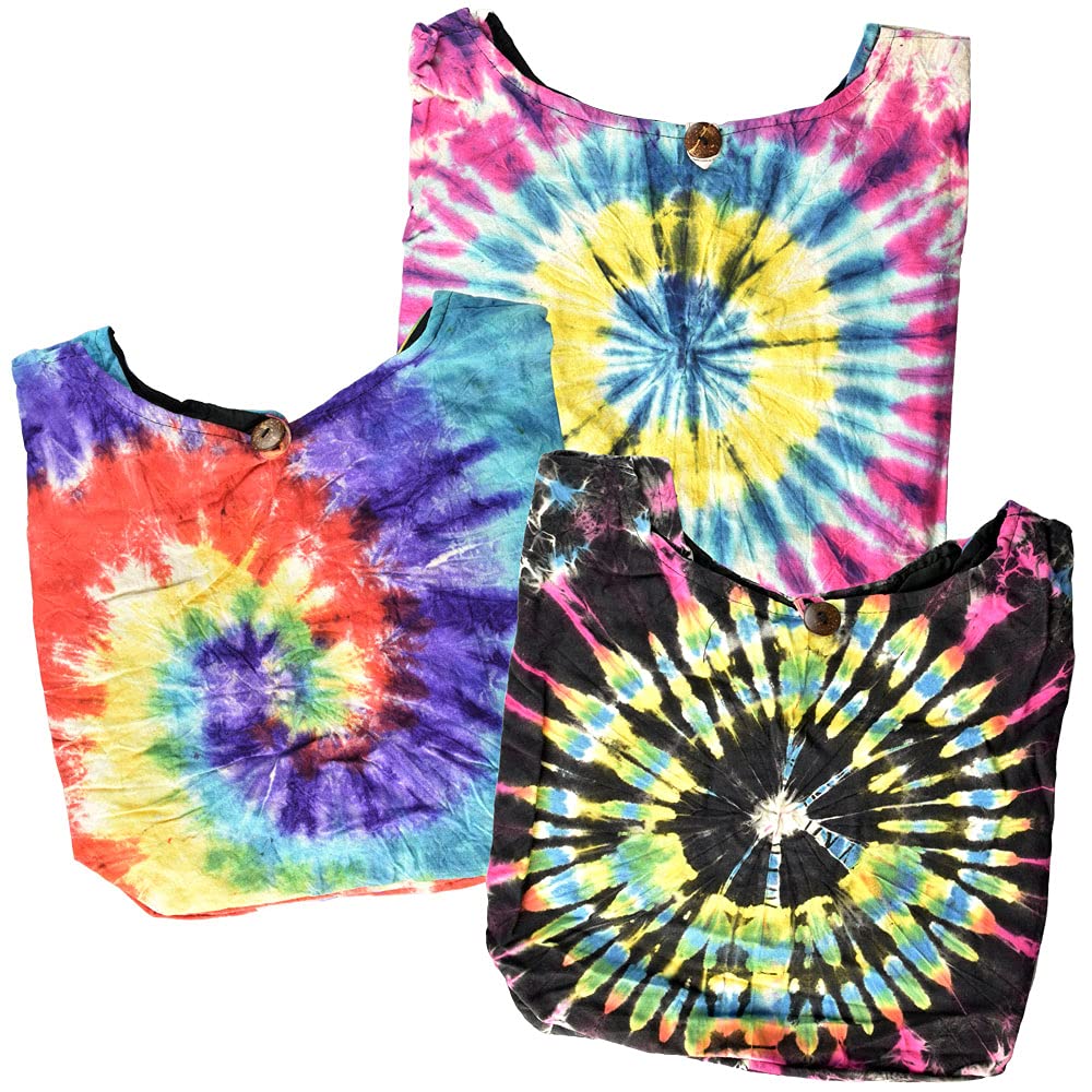 Threadheads Tie-Dye Cotton Sling Bag - 14"x14" / Colors Vary - SOLD INDIVIDUALLY