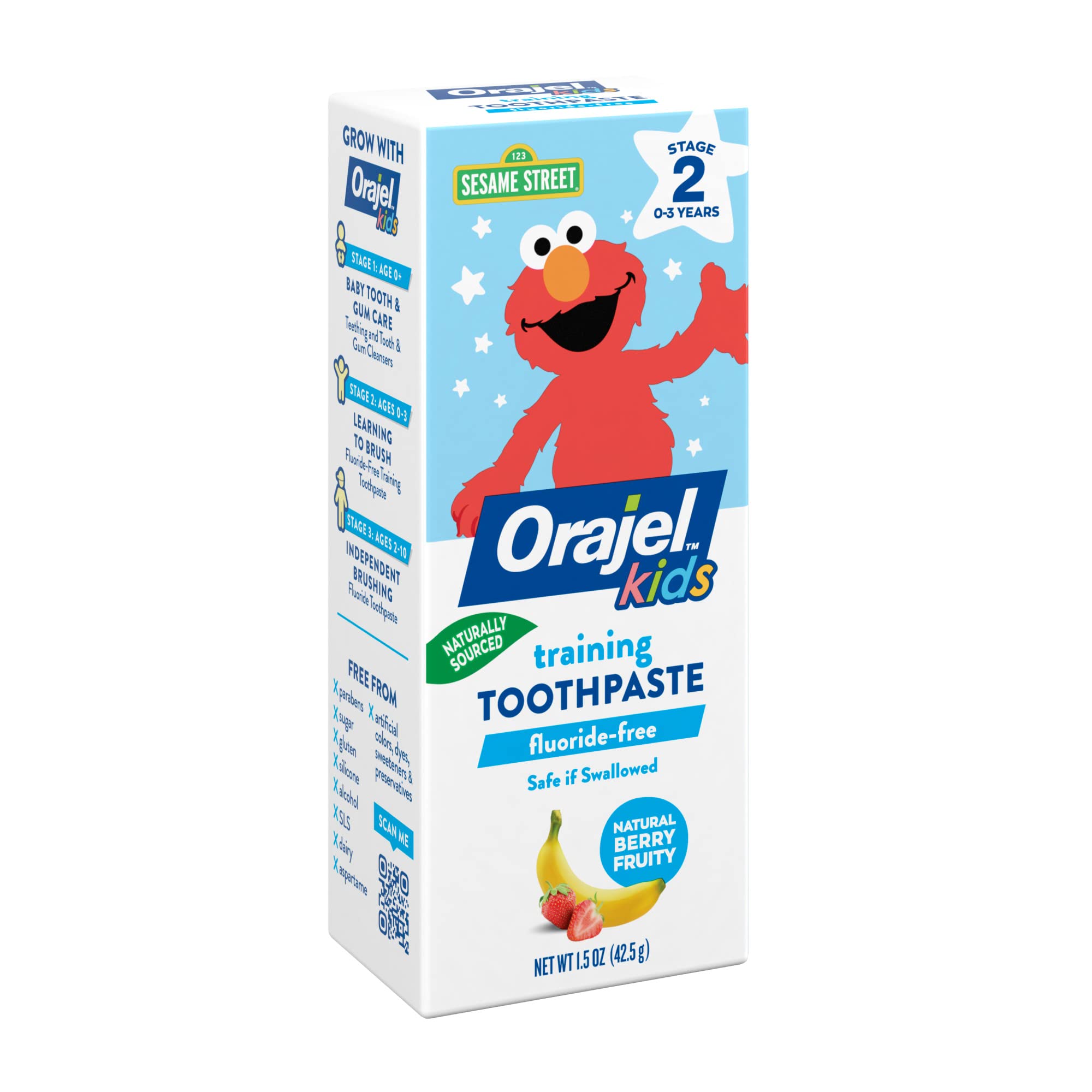 Orajel Kids Elmo Training Toothpaste Fluoride-Free; #1 Pediatrician Recommended Fluoride-Free Toothpaste*, 1.5oz Tube