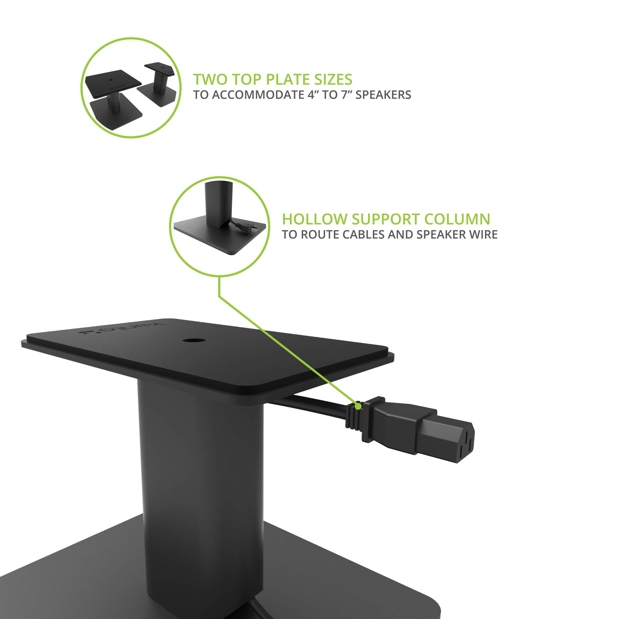 Kanto SP6HD Desktop Speaker Stands for Medium/Large Bookshelf Speakers & Mid-Size/Full-Size 4”-7” Studio Monitors | 6" Tall | Black | Pair