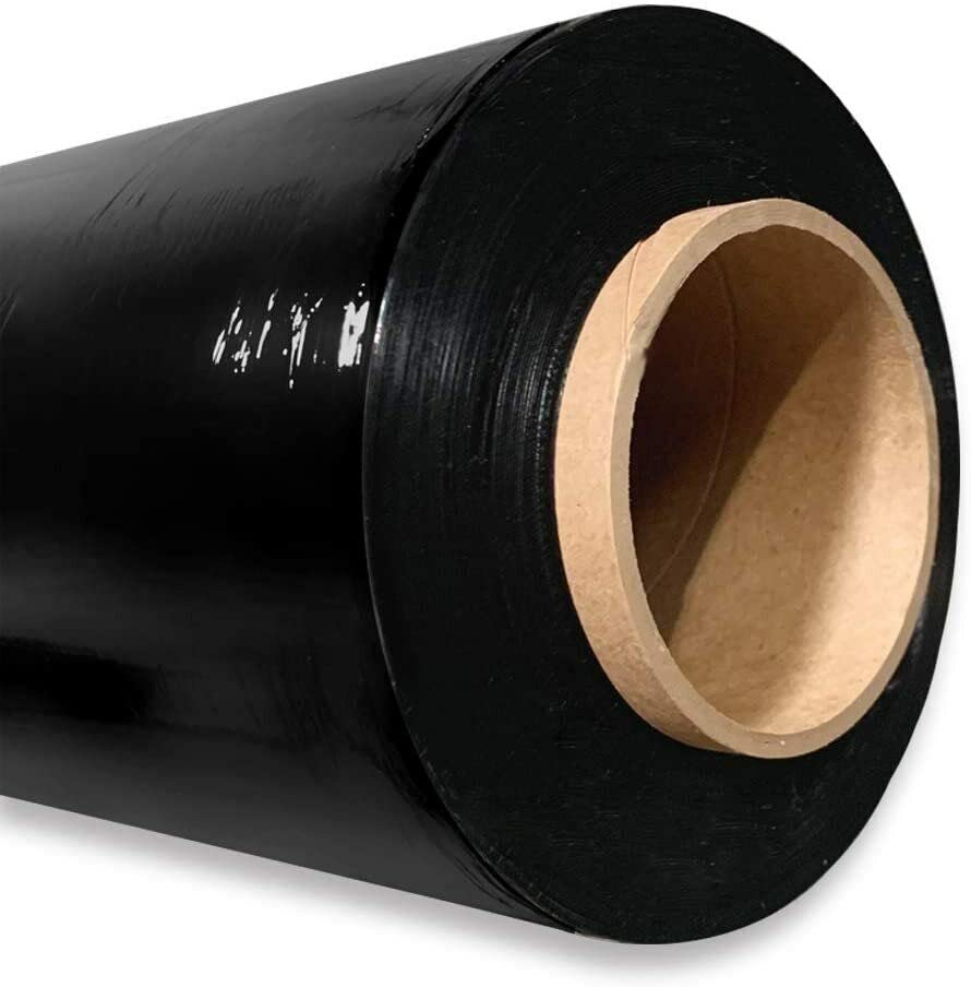 Direct Resources Stretch Wrap Industrial Strength 18 Inch Inch x 1000 Sq Ft - 80 Gauge Thick (20 Micron) Clear Cling Plastic Pallet Supplies | Durable Self - Adhering Packing Moving Packaging Shrink Film Rolls (Black, 4 Pack)