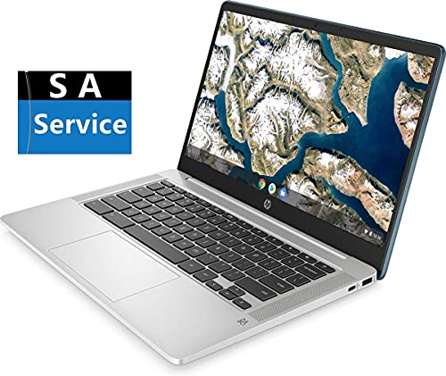 HP 14in Touchscreen Chromebook, Intel Celeron N4000, 4GB RAM, 128GB eMMC, WiFi, Bluetooth, Webcam, Audio by B&O, SA Service, Chrome OS, Brilliant Blue (Renewed)
