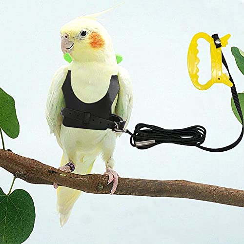Pet Parrot Bird Harness and Leash, Adjustable Bird Harness Leash for Trainning, Black Fashion Vest, Suitable for Cockatiel,Parrot,Parakeets Conures, Macaws, Parrots, Love Birds,Finches (S)
