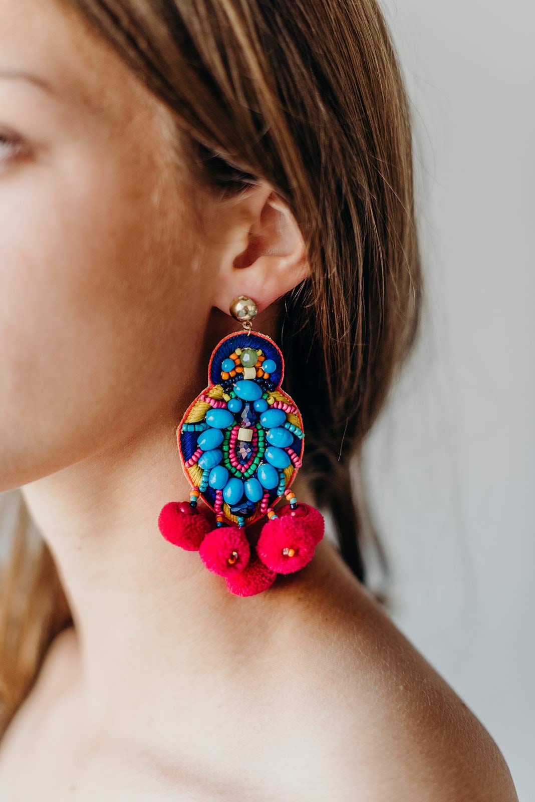 Bohemian Beaded Multicolor Fiesta Statement Earrings