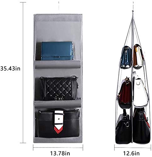 ThunderStar Hanging Closet Organizer Dust-Proof Storage Wardrobe Handbag Holder, Dual-Sided 6 Clear See-Through Pockets