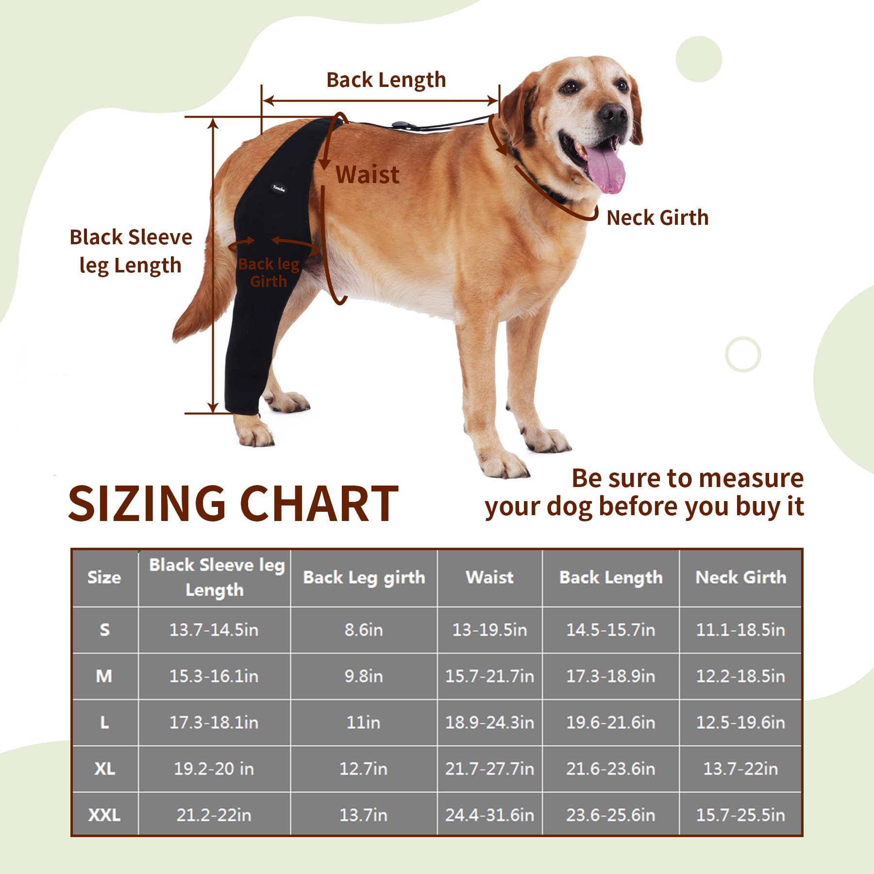 Dog Recovery Sleeve Back Leg Waterproof Diving Material,Dog Leg Sleeve to Stop Licking and Biting Firm and Secure, Adjustable Size, 2.5mm Thick Comfortable Alternative to Cone Collars (2XLarge)