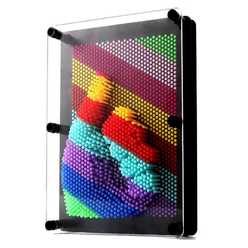 Sharkwill 3D Pin Art Sensory Toy Rainbow Needles Fidget Palm Board Extra Large(6 x 8 Inches) Arouse Sense of Imagination Innovative Boundless Creativity