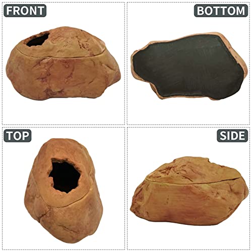 kathson Reptiles Hide Cave Resin Ball Python Hideout Snake Shedding Egg-Laying Hideaway Natural Rock Look Shtelter for Small Reptile Corn Snake Gecko
