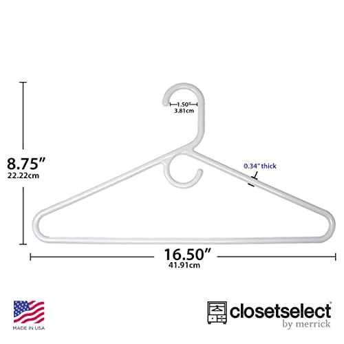 Heavy Duty Plastic Hangers, Made in USA, White Heavy Weight Hanger, 28 Pack