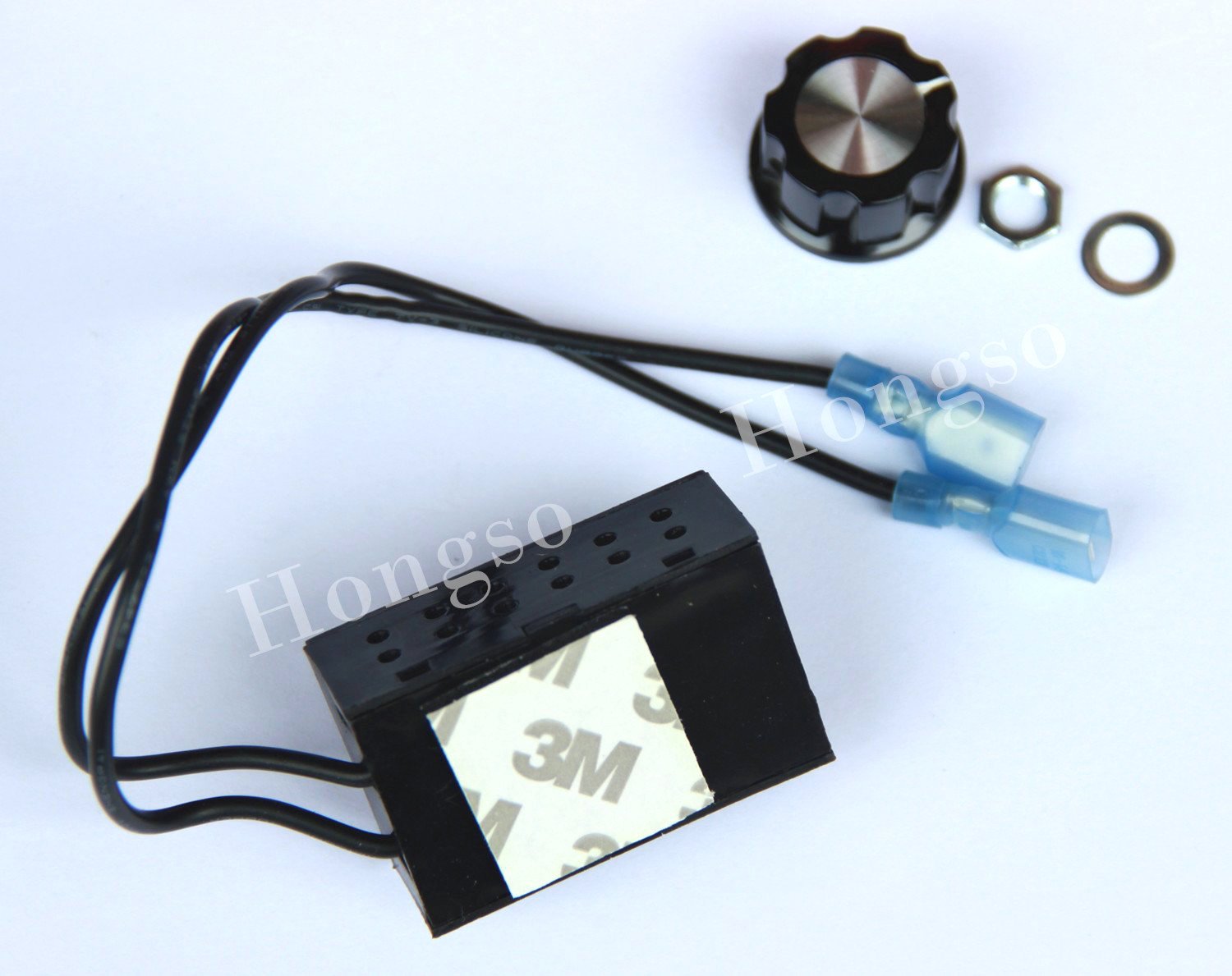 Hongso Fireplace Stove Blower Fan Variable Rheostat Speed On/Off Switch Ctrl with 2 Male Connectors, Fireplace Fan Speed Control