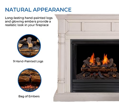 Duluth Forge DLS-24R-1 Dual Fuel Ventless Fireplace Logs Set with Remote Control, Use with Natural Gas or Liquid Propane, 33000 BTU, Berkshire Split Oak, 24 Inches