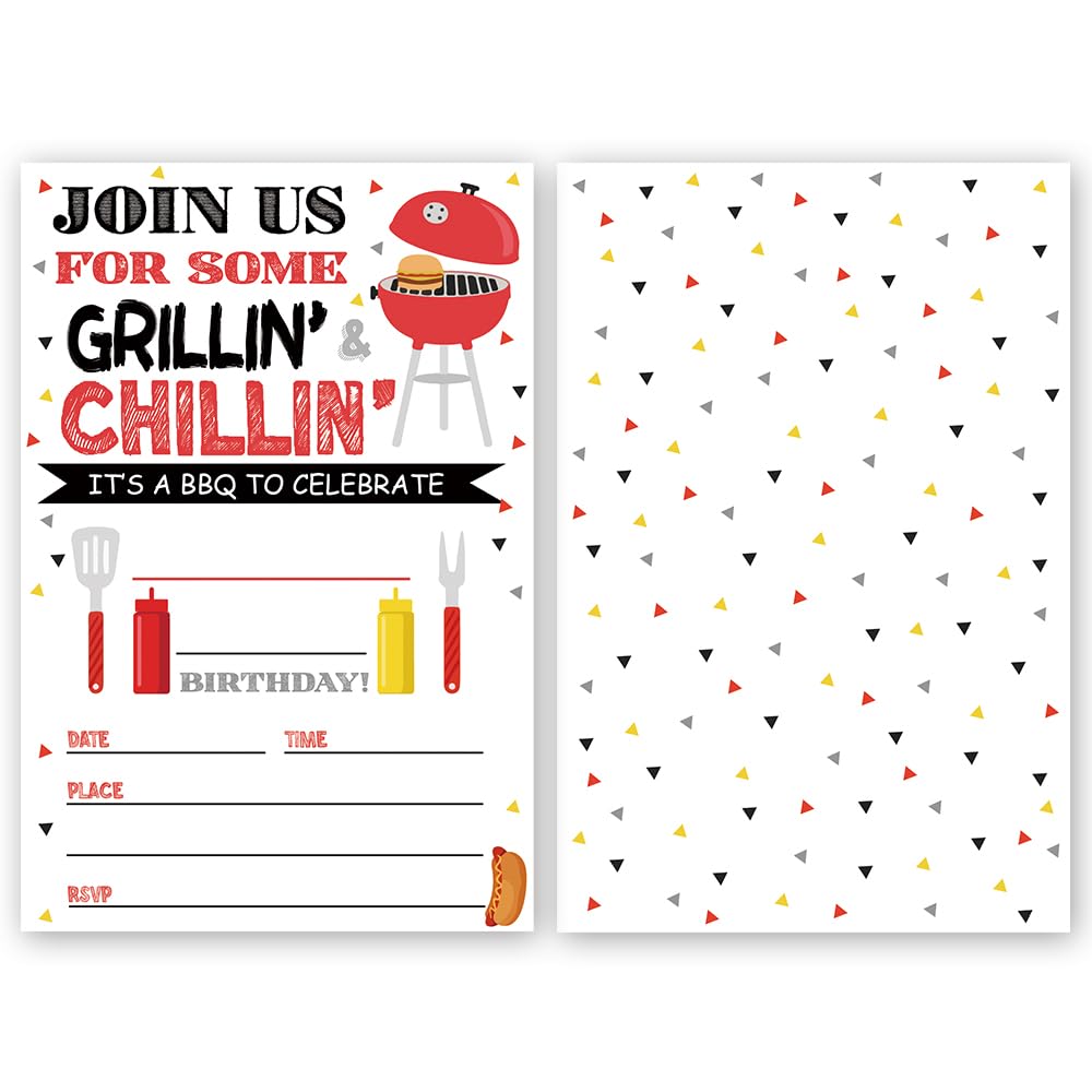 FujLoy BBQ Birthday Party Invitation, Barbecue Party Invitation, BBQ Invitation, BBQ Birthday Invitation.(059)