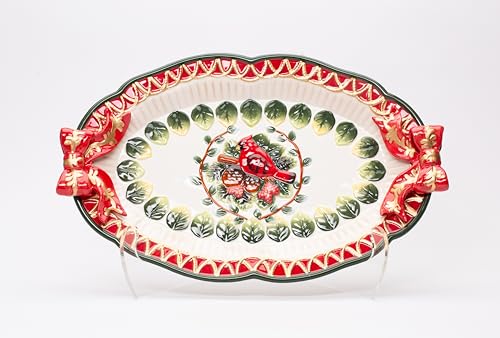 Cosmos Evergreen Holiday Cardinal Platter