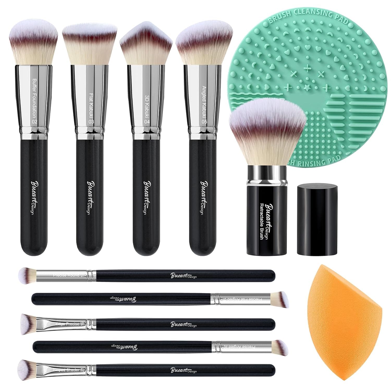 Bueart Design 18Pcs Essential Professional Makeup Brushes set ULTRA SOFT labeled Brush for Powder Foundation Face Blending Blush Concealers Eyeshadow (18Pcs Pearl Pink)
