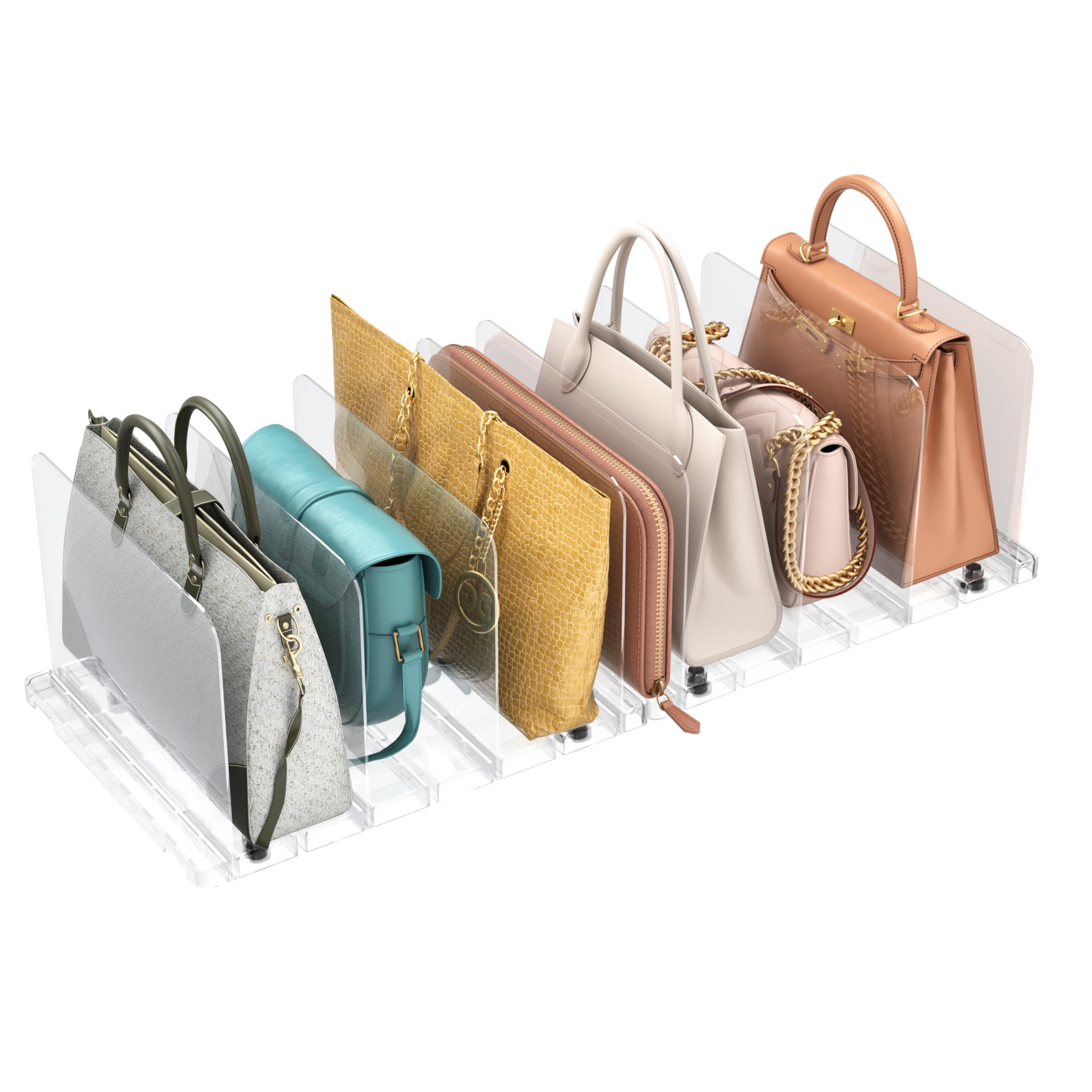Clear Bag & Purse Organizer for Closet, Adjustable Shelf Dividers, Bag Organizer, Closet Purse Organizer, Book Shelf Organizer, Purse Storage, Separator Dividers, Organizador de Closet