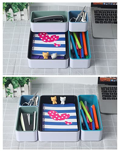 Interlocking Desk Drawer Organizer Tray Drawer Organizers Dividers Storage Case Adjustable Storage Container Organizers For Office Kitchen Cabinet Dresser - Multi-purpose and Customize (LIGHT 6 PCS)