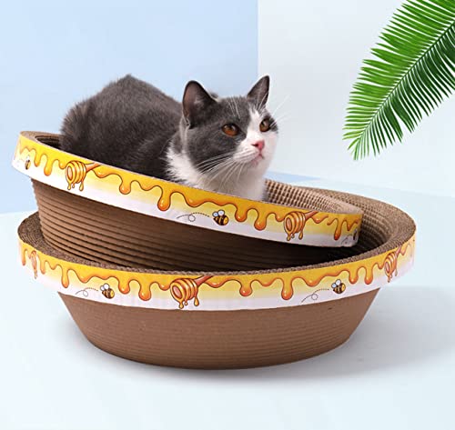 PetPhindU 2PCS Cardboard Cat Scratcher Corrugated Cat Scratcher Cat Scratch Ramp Cat Scratcher Little Scratchers Cat Scratch Bowl Cat Carpet Scratcher Scratchboard for Cat with Cat Grass and Catnip
