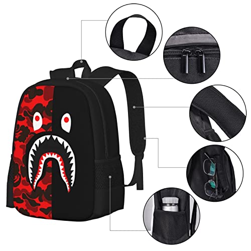 HAIXING Camo Shark Backpack Laptop Backpack For Boys Travel Bag Casual Daypack Hiking Bag For Girls 17inch School Begin Gifts