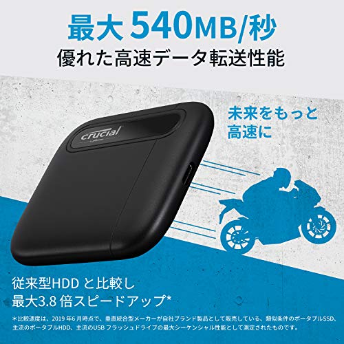 Crucial X6 2TB Portable SSD - Up to 800MB/s - PC and Mac - USB 3.2 USB-C External Solid State Drive - CT2000X6SSD9, Black