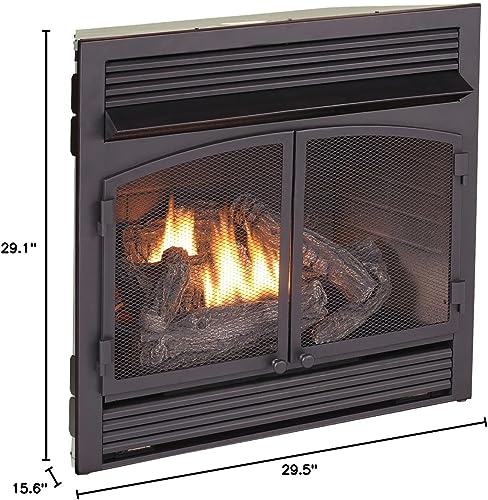 Duluth Forge Dual Fuel Ventless Gas Fireplace Insert, Remote Control, 6 Fire Logs, Use with Natural Gas or Liquid Propane, 32000 BTU, Heats up to 1500 Sq. Ft., Black
