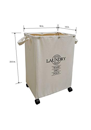 Heavy Duty Set of 2 Laundry Hampers on Wheels - for Bedroom, Bathroom, Nursery, Dorm - Fabric Home Décor - By Designstyles