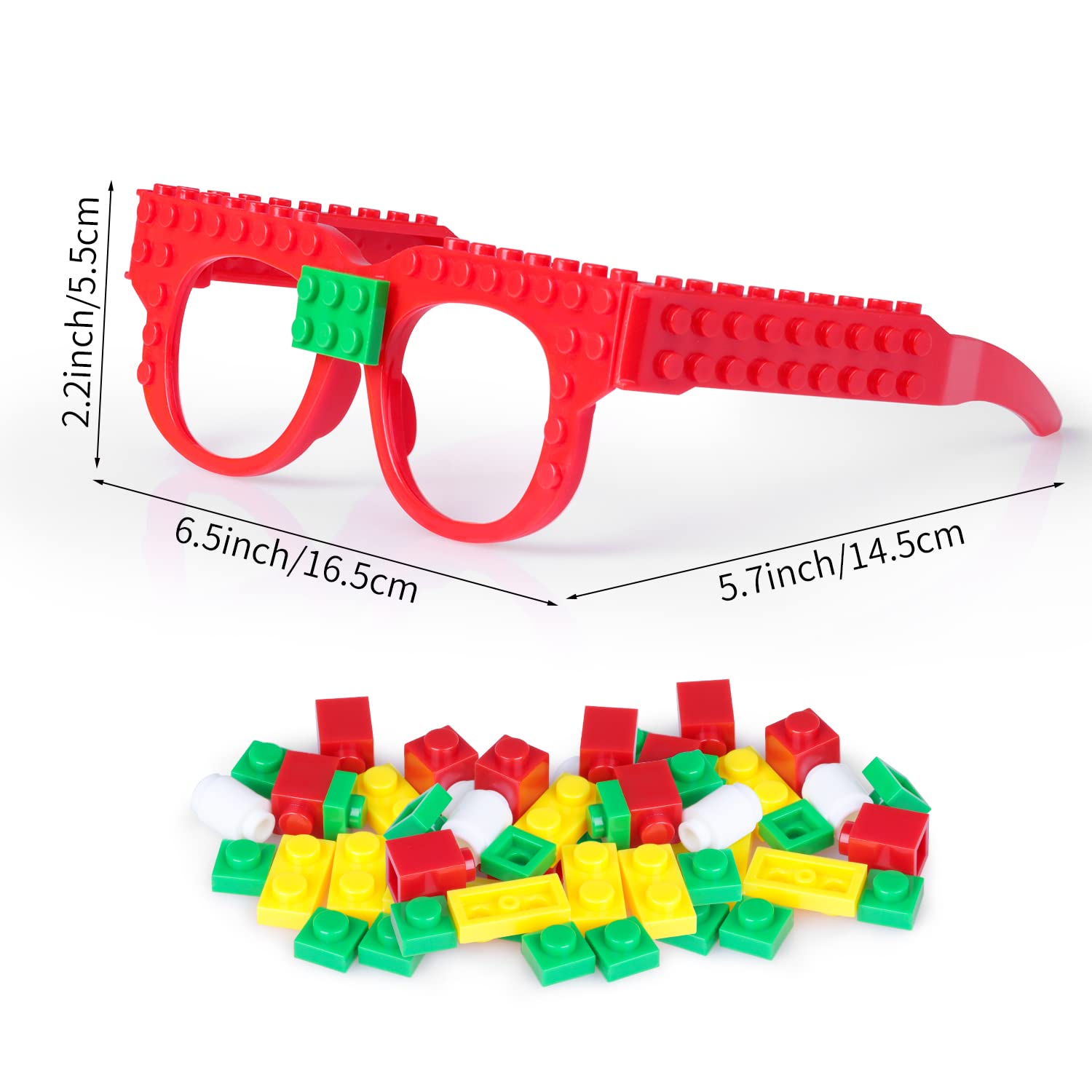 Hooqict 9 Pcs DIY Building Bricks Glasses Building Blocks Games for Kids Birthday Party Favor Block Theme Party Supplies Carnival Easter Games