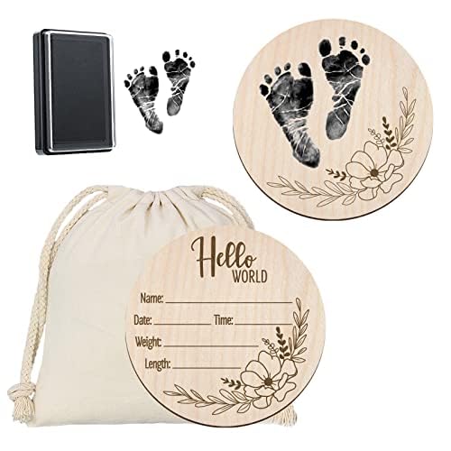 Mayyi Newborn Birth Announcement Sign,Personalized Baby Announcement,Custom Engraved Wooden Baby Name Sign,Newborn Photo Props, Hello World Newborn Announcement for Hospital (BAS 02)