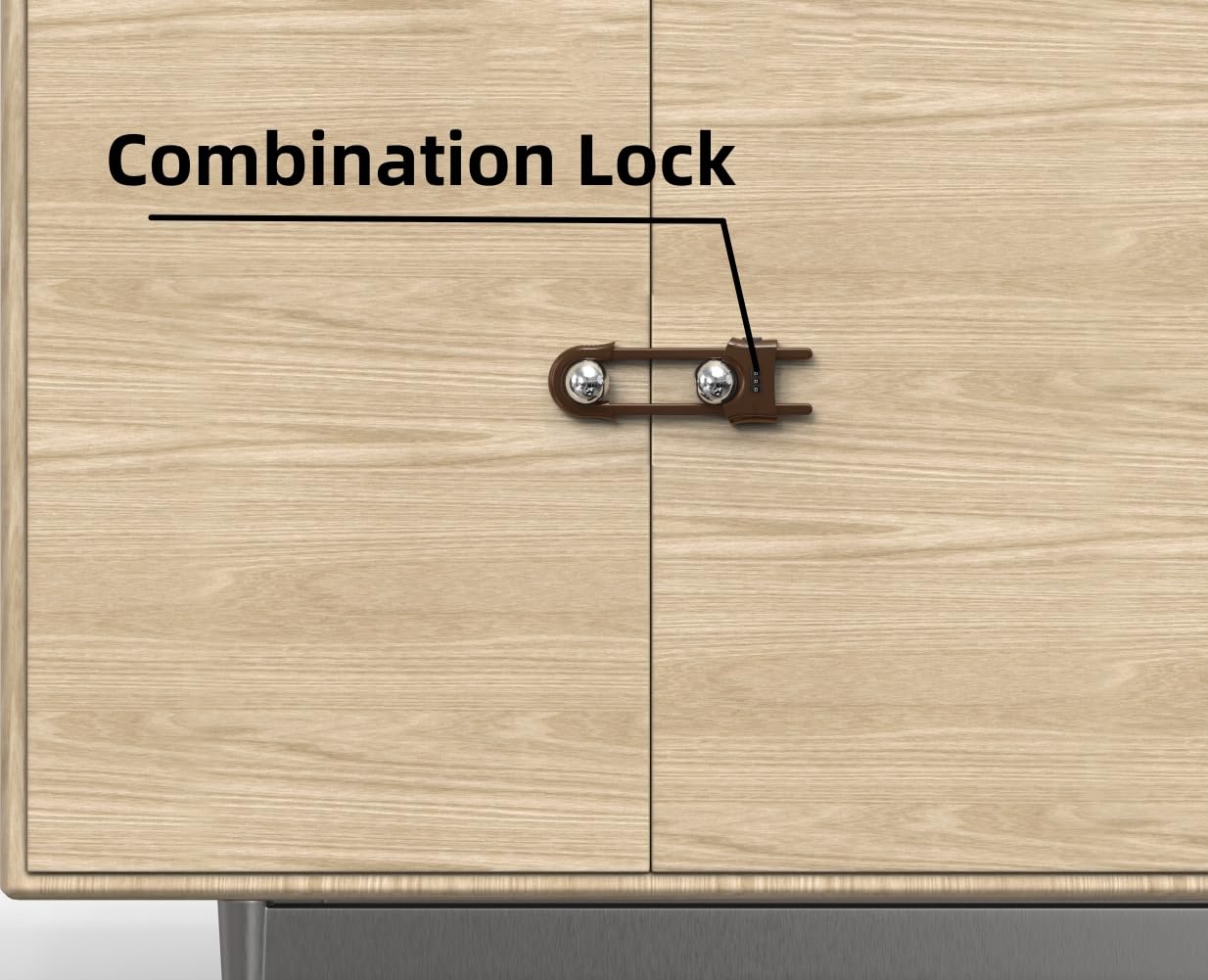 Child Proof Sliding Cabinet Door Code Locks Baby Safety Cupboard Locks Adjustable U Shaped Cabinet Latches for Knob Handle Drawers Closet (4 PCS, Coffee)