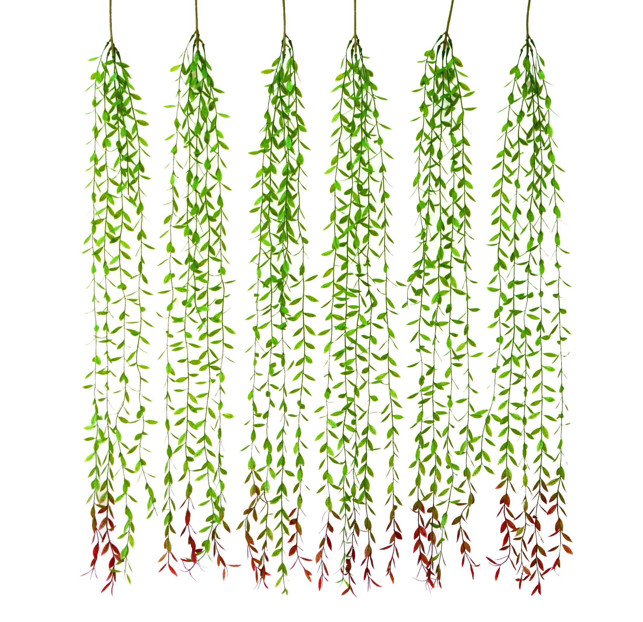 Walnut Home Hanging Leaves 6Pcs Vine Garland Eucalyptus Garland Artificial Vines Leaves and Stem Ivy Realistic Greenery Decor Jungle Decoration