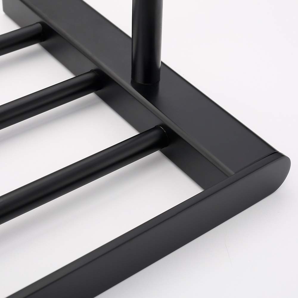 DFHBFG Matte Black Stainless Steel Towel Bathrobe Clothes Holder Rack Double Layer Kitchen Bathroom WC Accessories
