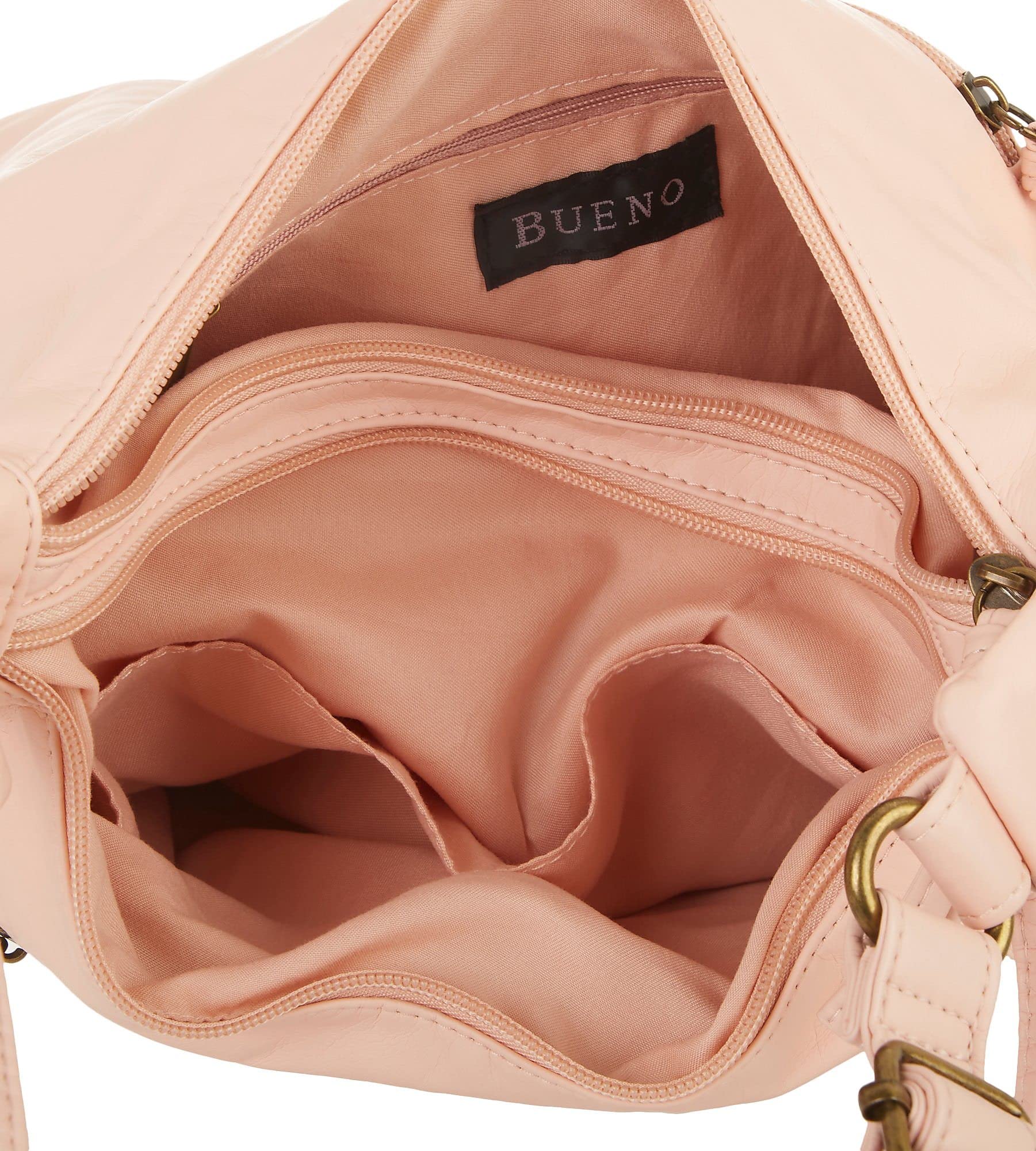 Bueno Dual Compartment Vegan Leather Crossbody Handbag One Size Pink