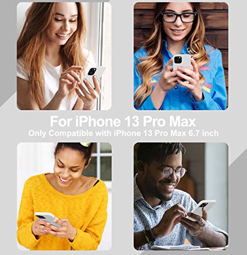 Ktele Compatible with iPhone 13 Pro Max Case 6.7 inch Premium Liquid Silicone with [Soft Anti-Scratch Microfiber Lining] Gel Rubber Full-Body Bumper Protection Case for iPhone 13 Pro Max - White