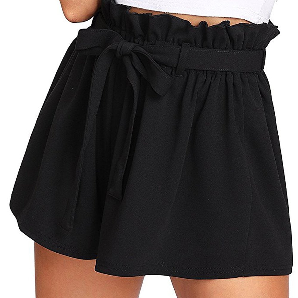 New Loose Bandage Shorts, Thenlian Women's Casual Elastic Waist Hot Pants Summer Shorts Jersey Walking Shorts(XL, Black)