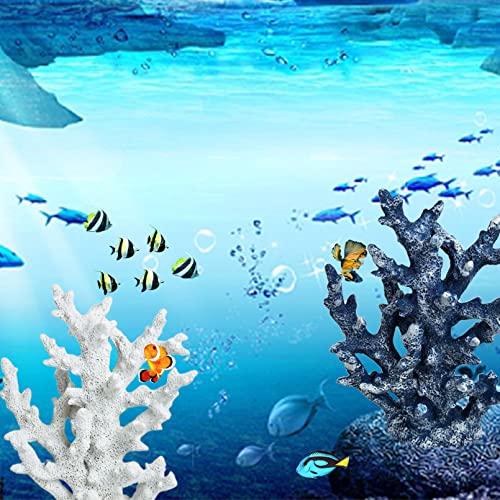 PINVNBY Artificial Coral Ornament Aquarium Sea Plants Decoration Underwater Craft Resin Fish Tank Landscape (Blue)