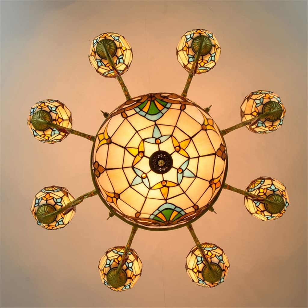CFSNCM 8 Heads Pendant lights Retro Creative Moroccan Style Stained Glass Bar Villa Mall Club Living Room Crystal