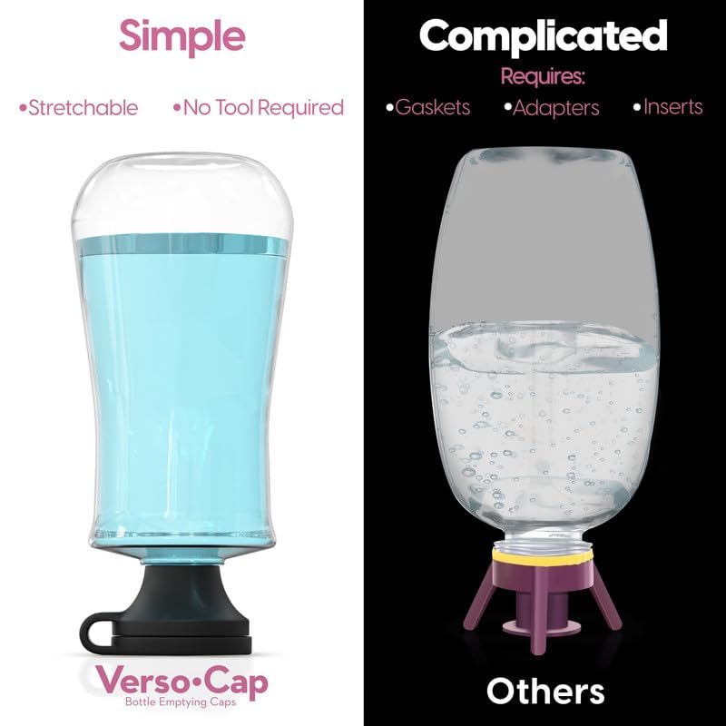 Home and Bathroom Bottle Emptying Cap - Convenient Flip Top Design to Empty Pump Bottles (3 Pack - Small, Medium, and Large (Black)) (White Cap, 3 Pack)