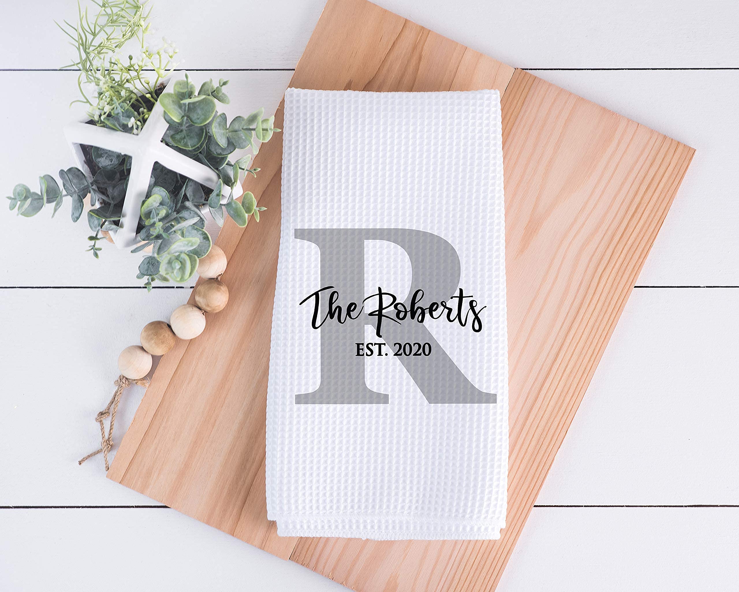 CANARY ROAD Custom Waffle Weave Dish Towel | Personalized Kitchen Towel | Housewarming Gift | Wedding Gift | Personalized Dish Towel | Housewarming Gift