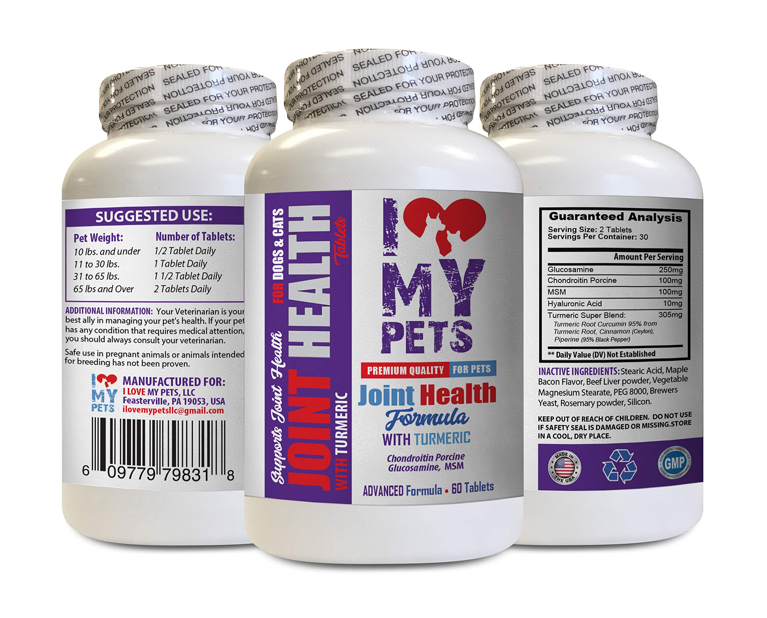 Hip and Joint Supplements - Pets Joint Health with Turmeric - Premium Ingredients - Healthy - Dog Turmeric glucosamine - 1 Bottle (60 Treats)