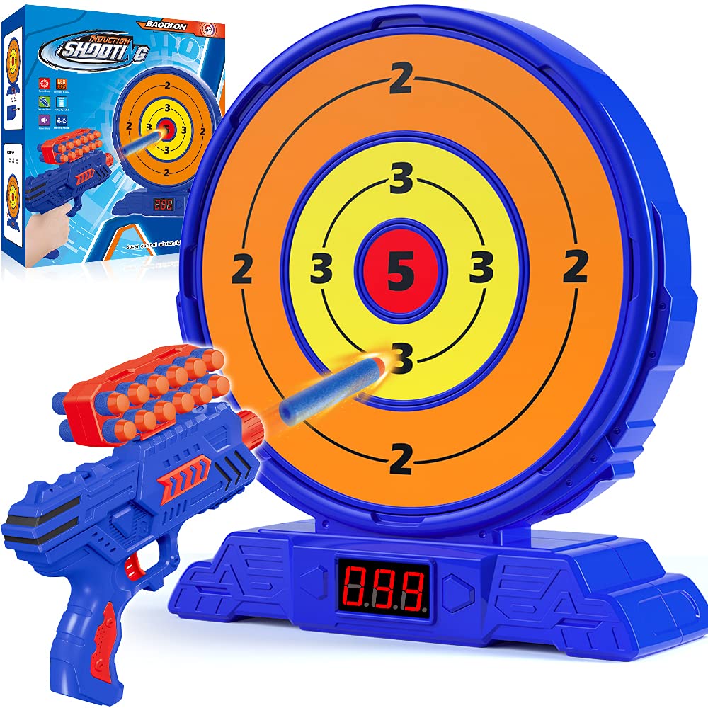 Shooting Game Toy for Age 5, 6, 7, 8, 9, 10+ Years Old Kids, Boys - Digital Shooting Targets with Foam Dart Toy Gun - Electronic Scoring Board Games for Kid - Ideal Gift - Compatible with Toy Gun