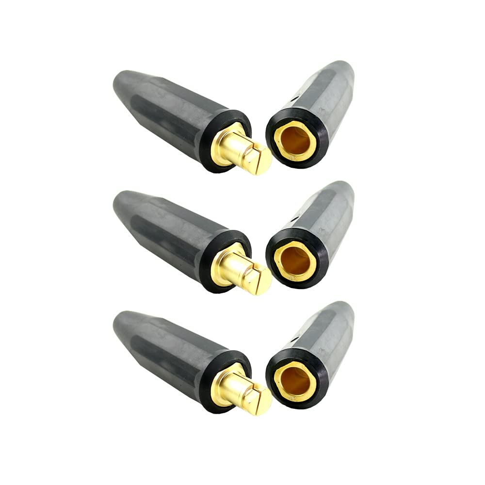 WeldingCity 3-pk Positive Cam Twist-Lock Insulated Connector Pair (Male/Female) Tweco/Lenco Style 2-MPC/LC-40 for Welding Cable #4-2/0 (25-50mm) (Pack of 3 Pairs)