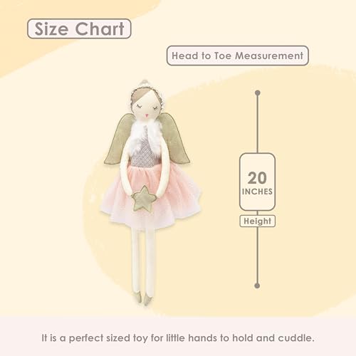 MON AMI Designer Angel Stuffed Doll with Wings 20” Soft Elegant Plush Doll for Little Girls, Use as Toy or Room Decor