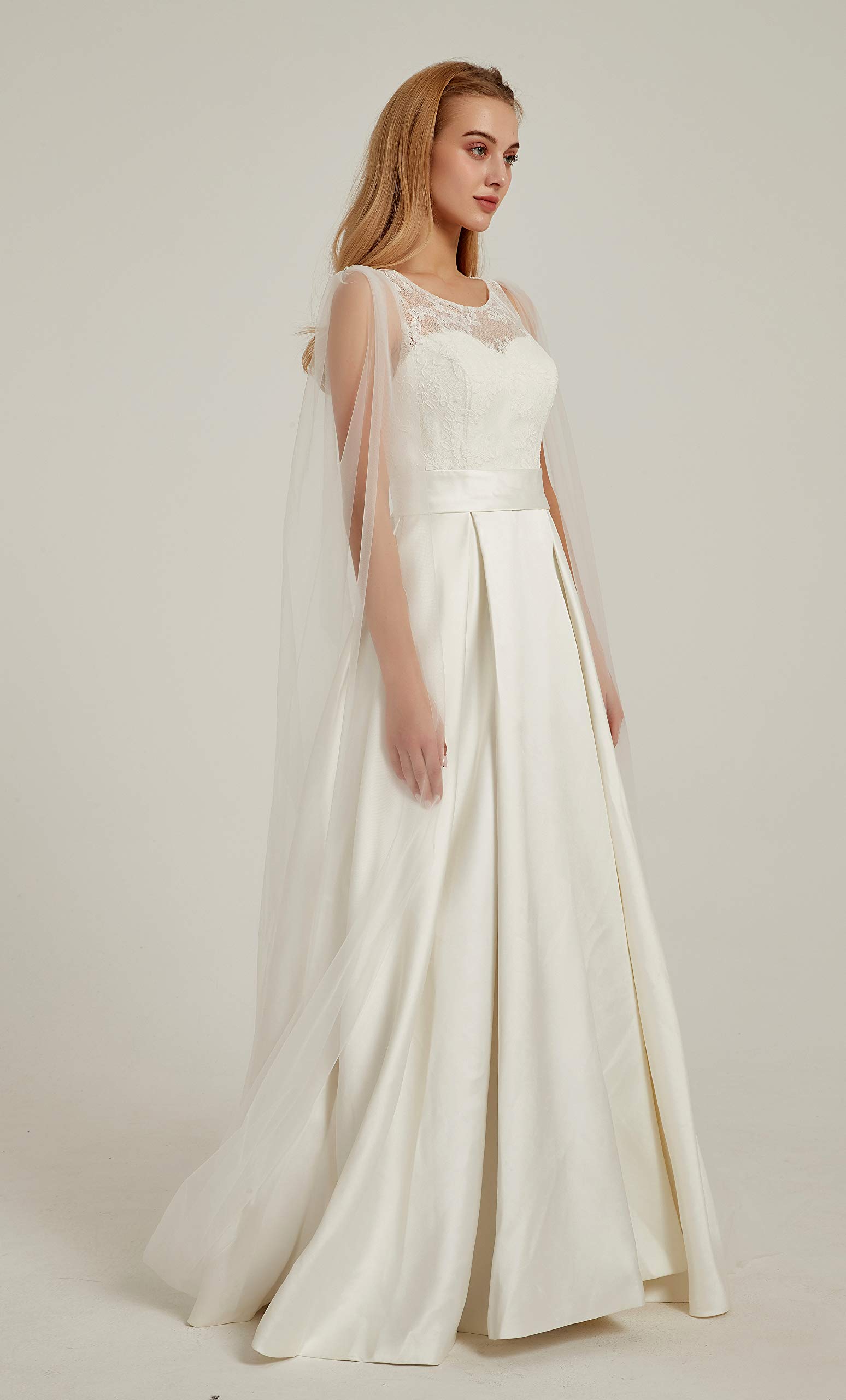 Shoulder Cape Veil Tulle Church Bridal Cape Veil Chapel Wedding Veil B018 (Ivory)